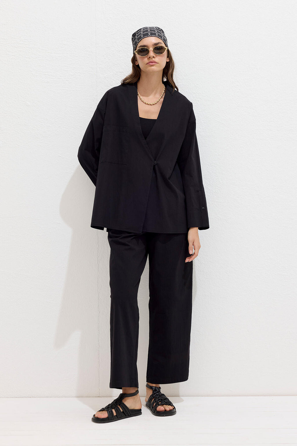 Premium Cotton Kimono Black – Manuka