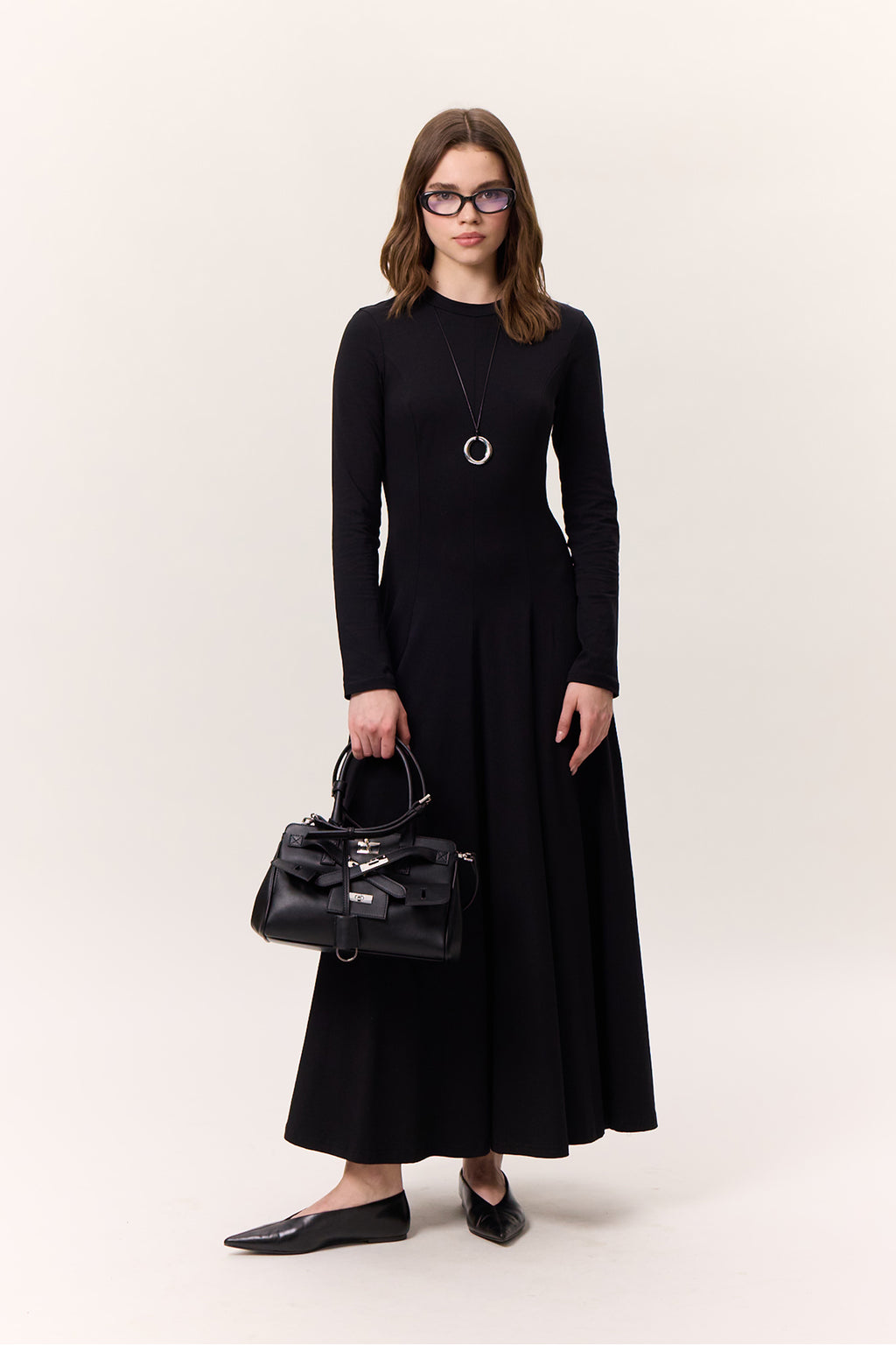 Structured Long-Sleeve Dress Black – Manuka