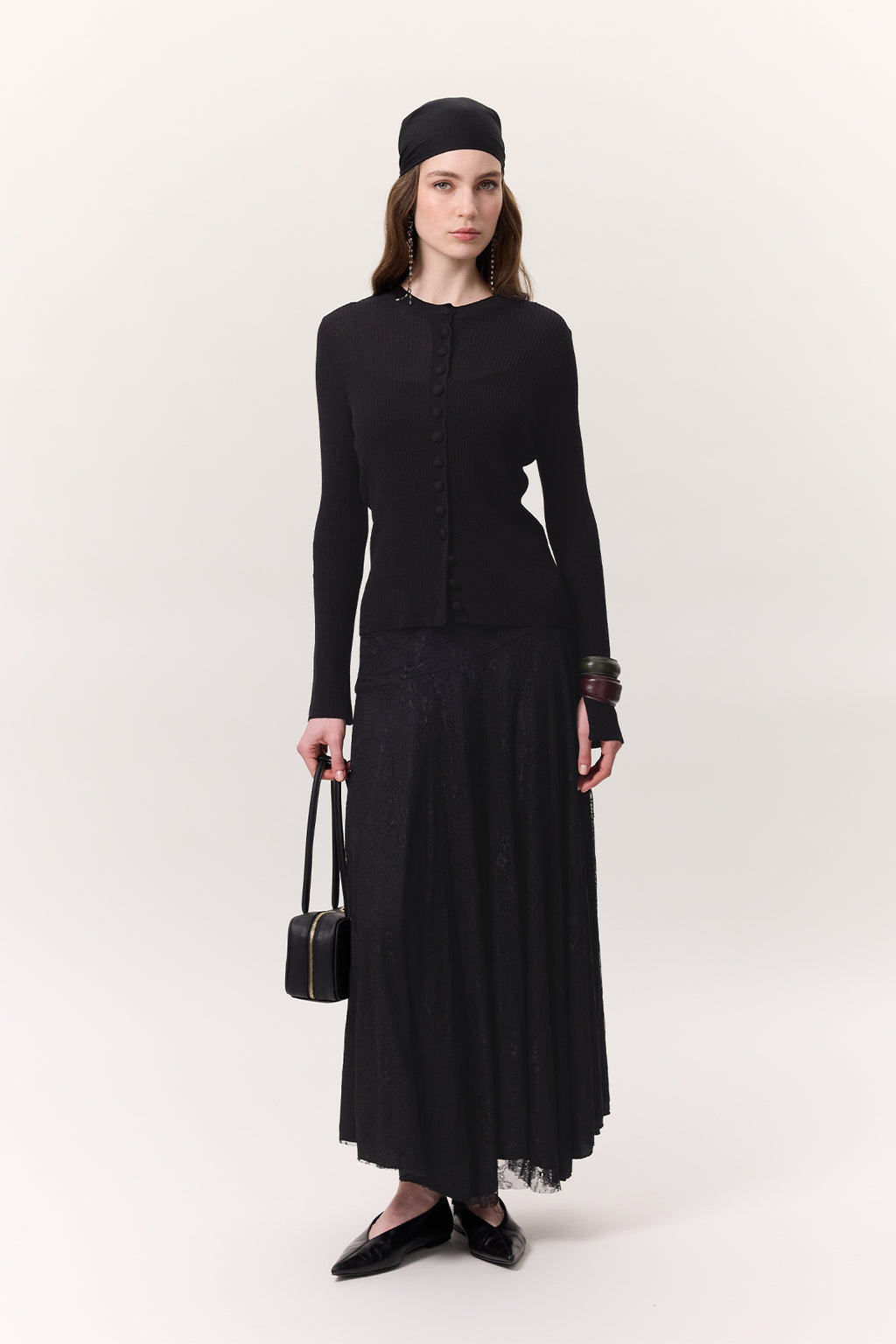 Lace Detail Wide Skirt Black – Manuka