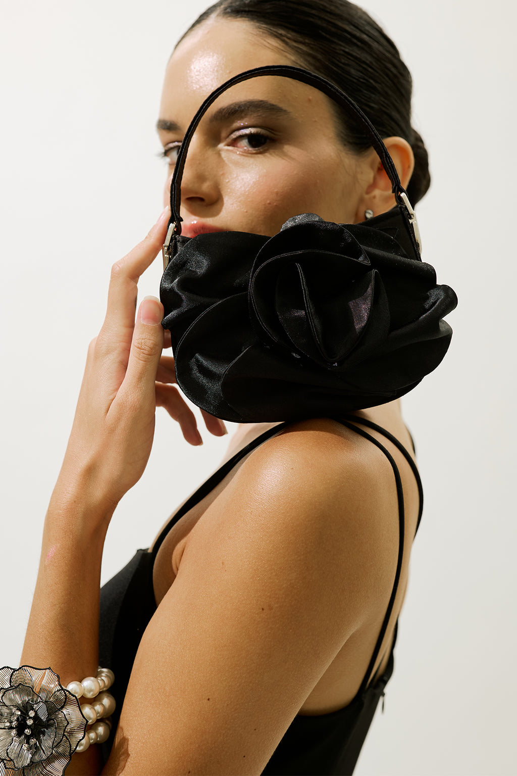 Floral Satin Mini Bag Black – Manuka